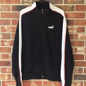 Puma | Jackets & Coats | Med Puma Black White Red Striped Athletic ...
